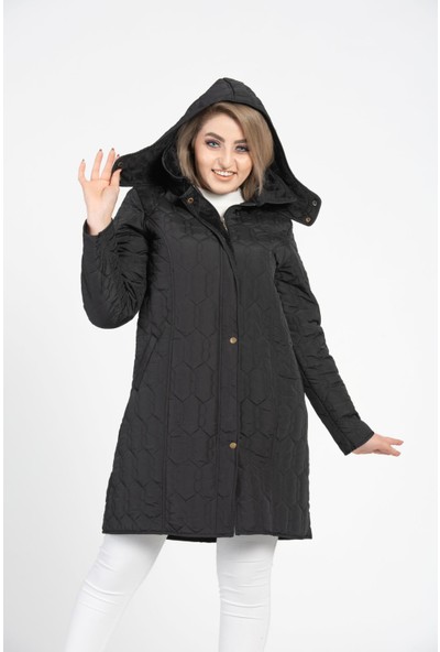 Vetre Kadın Kapitone Mont (95 Cm) Siyah Büyük Beden 1016 Vetre Kadın Kapitone Mont (95 Cm) Siyah Büyük Beden 1016