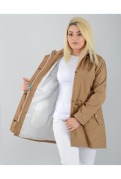 Vetre Kadın Astarlı Trençkot Vizon Büyük Beden 1001 Vetre Kadın Astarlı Trençkot Vizon Büyük Beden 1001