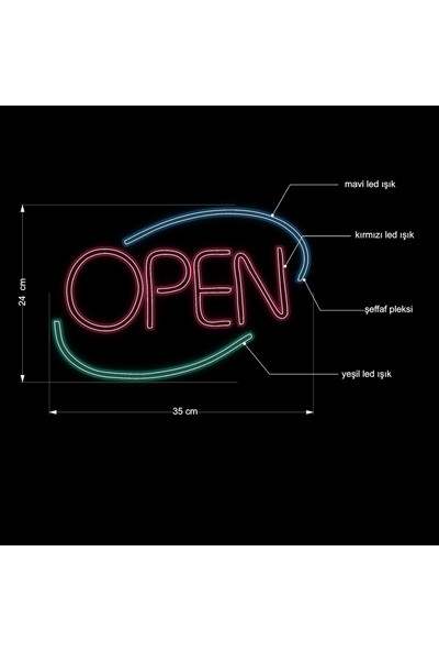 Vinyuup Neon LED Işıklı Open Yazısı 35X24CM Vinyuup Neon LED Işıklı Open Yazısı 35X24CM