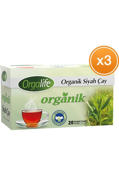 Orgalife Organik Bardak Poşet Siyah Çay 20'li x 3 Paket Orgalife Organik Bardak Poşet Siyah Çay 20'li x 3 Paket