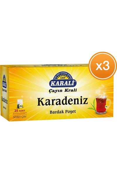 Karali Karadeniz Bardak Poşet Çay 25'li x 3 Paket Karali Karadeniz Bardak Poşet Çay 25'li x 3 Paket