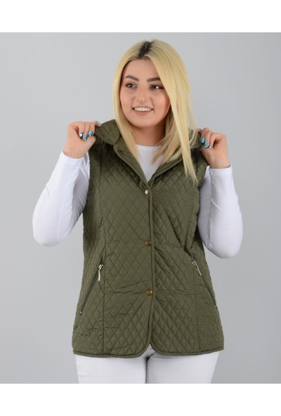 Vetre Kadın Kapitone Astarlı Yelek Haki Büyük Beden 1028 Vetre Kadın Kapitone Astarlı Yelek Haki Büyük Beden 1028