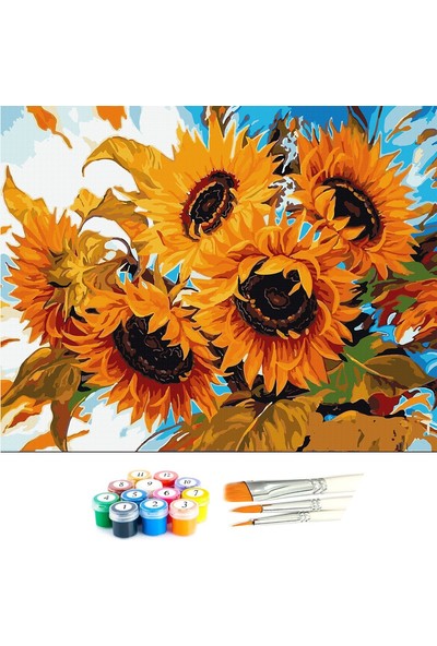 Carpuz Ayçiçekleri Kasnaklı Sayılarla Boyama Tablo Seti 40 x 50 cm