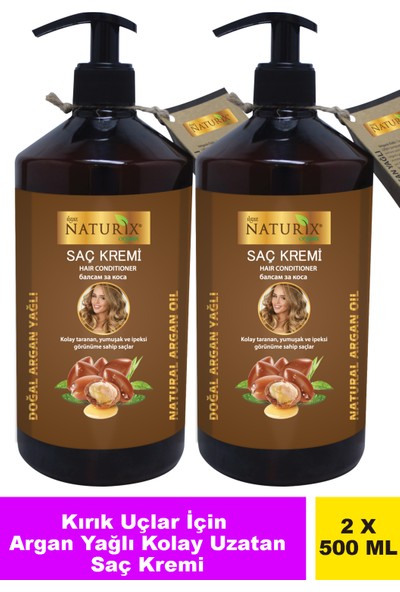Naturix 2'li Hızlı Saç Uzatma Etkisi Doğal Argan Yağlı Saç Bakım Kremi 500 ml Naturix 2'li Hızlı Saç Uzatma Etkisi Doğal Argan Yağlı Saç Bakım Kremi 500 ml