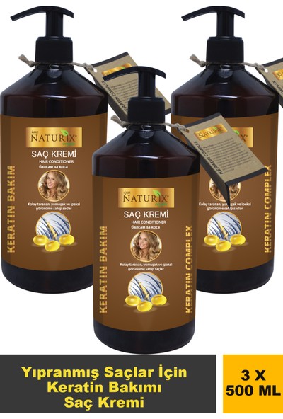 Naturix 3'lü Onarıcı Keratin Bakım Kolay Tarama Tuzsuz Saç Kremi 500 ml Naturix 3'lü Onarıcı Keratin Bakım Kolay Tarama Tuzsuz Saç Kremi 500 ml