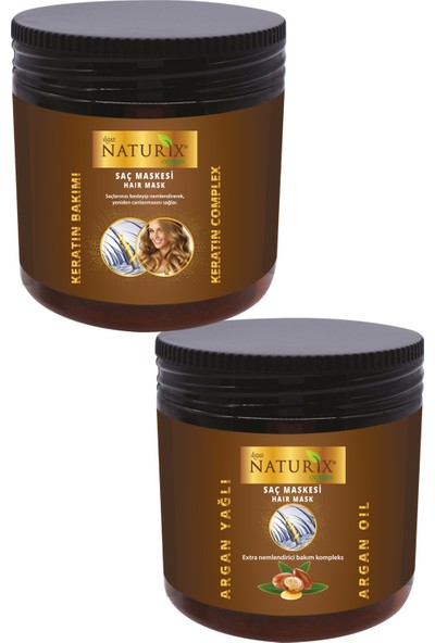 Naturix Bitkisel Argan Saç Maskesi 500 ml + Keratin Saç Maskesi 500 ml Set Naturix Bitkisel Argan Saç Maskesi 500 ml + Keratin Saç Maskesi 500 ml Set