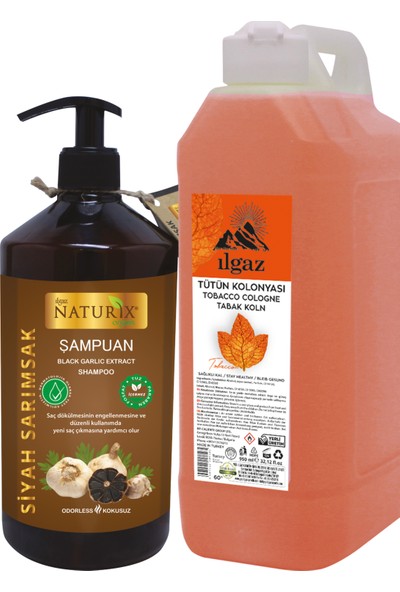 Naturix 600 ml Siyah Sarımsak Şampuan Tuzsuz Şampuan Dökülme Karşıtı + 1000 ml Tütün Kolonyası Naturix 600 ml Siyah Sarımsak Şampuan Tuzsuz Şampuan Dökülme Karşıtı + 1000 ml Tütün Kolonyası