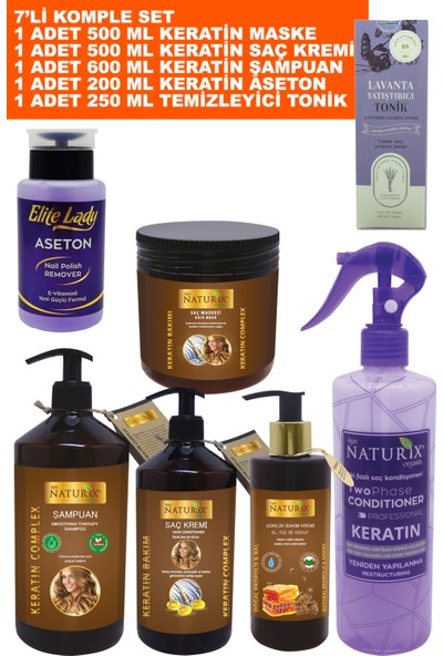 Naturix Keratin Şampuan + Saç Kremi + Maske + Sıvı Saç Kremi + Aseton + Tonik + El Yüz Kremi 7'li Set