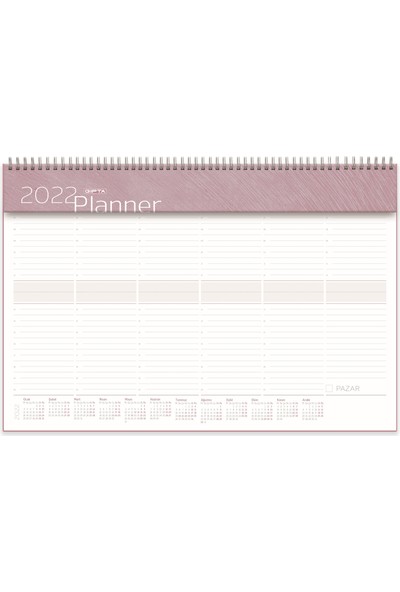 Gıpta 2022 Spiralli Haftalık Tarihsiz Planner Masaüstü Planlayıcı 40 x 28 cm Pembe Gıpta 2022 Spiralli Haftalık Tarihsiz Planner Masaüstü Planlayıcı 40 x 28 cm Pembe