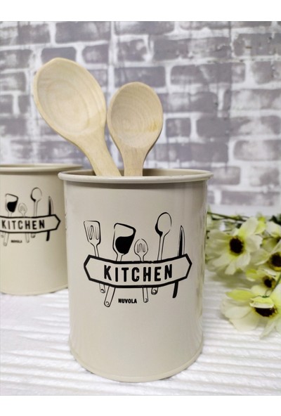 Baynuvola Metal Dik Tezgah Üstü Kaşıklık Kepçelik Krem