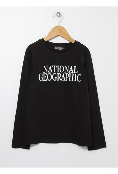 National Geographic Siyah Bisiklet Yaka Kız Çocuk T-Shirt