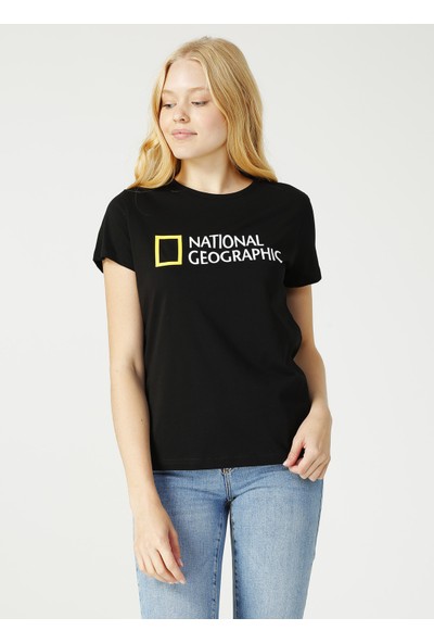 National Geographic Kadın Beyaz Bisiklet Yaka T-Shirt