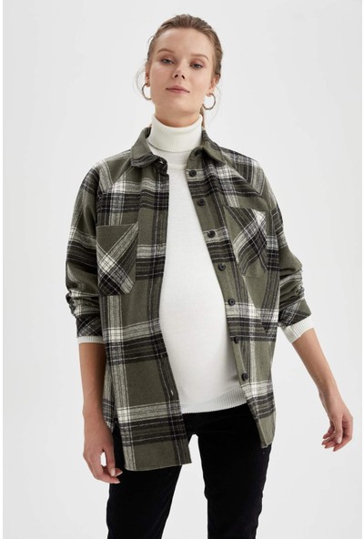 DeFacto Kare Desenli Relax Fit Hamile Gömlek V9131AZ21AU DeFacto Kare Desenli Relax Fit Hamile Gömlek V9131AZ21AU