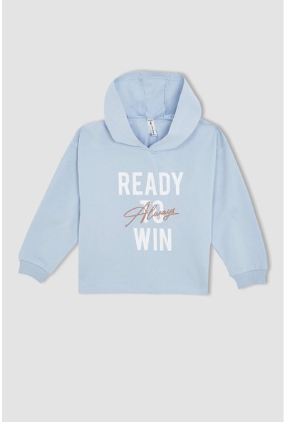 DeFacto Kız Çocuk Regular Fit Kapüşonlu Slogan Baskılı Sweatshirt W0155A621WN DeFacto Kız Çocuk Regular Fit Kapüşonlu Slogan Baskılı Sweatshirt W0155A621WN