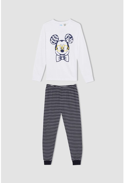 DeFacto Erkek Çocuk Mickey & Minnie Lisanslı Pamuklu Uzun Kollu Pijama Takım W2836A621WN