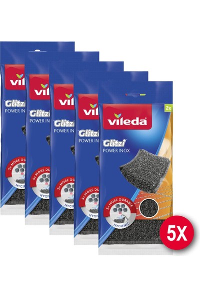 Vileda Glitzi Power Inox Çelik 2'li Bulasik Teli 5'li Paket Vileda Glitzi Power Inox Çelik 2'li Bulasik Teli 5'li Paket