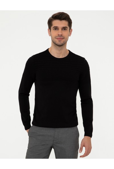 Pierre Cardin Siyah Slim Fit Triko Kazak 50248541-VR046