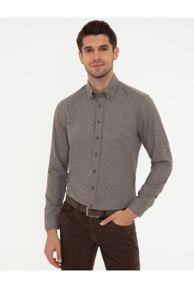 Pierre Cardin Kahverengi Regular Fit Gömlek 50238831-VR029