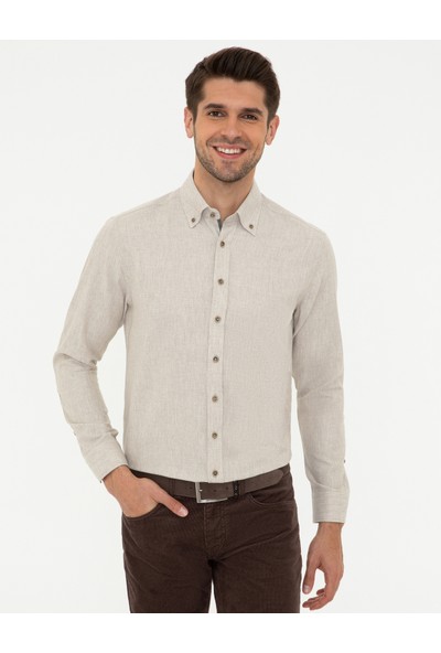 Pierre Cardin Bej Regular Fit Gömlek 50238831-VR011