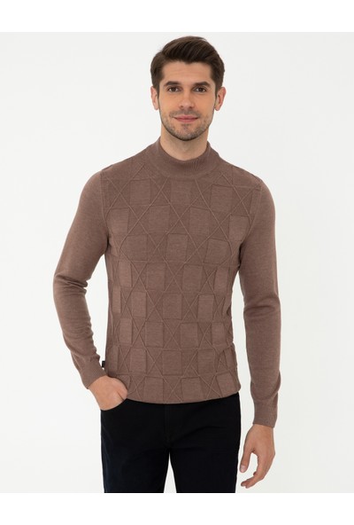 Pierre Cardin Açık Kahverengi Melanj Yarım Balıkçı Yaka Triko Kazak 50241460-VR160 Pierre Cardin Açık Kahverengi Melanj Yarım Balıkçı Yaka Triko Kazak 50241460-VR160