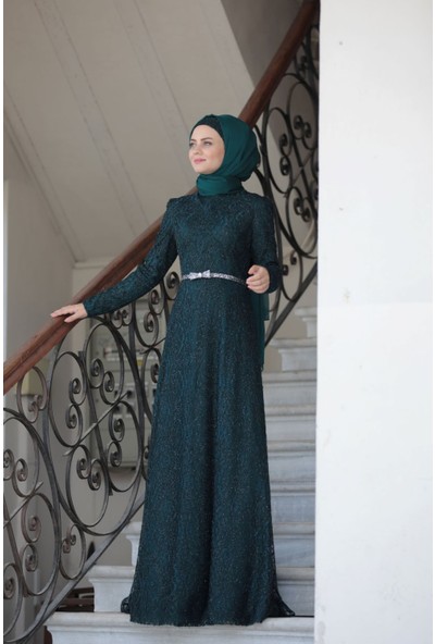 Ahunisa Parıltı Abiye Zümrüt