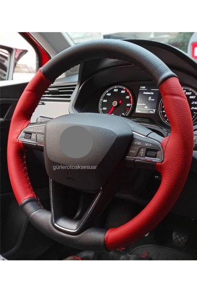 Gürler Oto Aksesuar Dacia Stepway Direksiyon Kılıfı Iki Renkli Kırmızı-Siyah