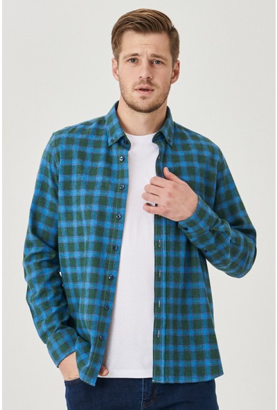 Ac&Co / Altınyıldız Classics Erkek Yeşil Slim Fit Dar Kesim Düğmeli Yaka Flanel Oduncu Gömlek Ac&Co / Altınyıldız Classics Erkek Yeşil Slim Fit Dar Kesim Düğmeli Yaka Flanel Oduncu Gömlek