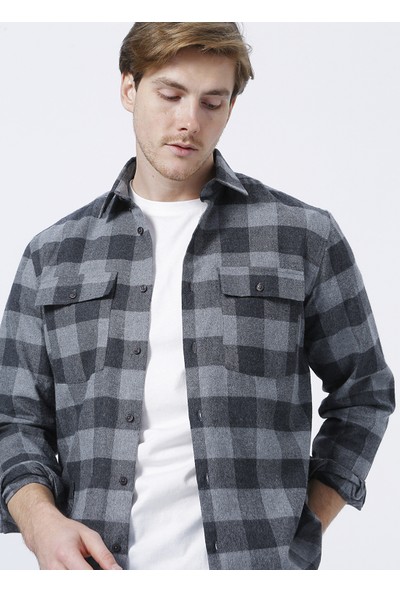 National Geographic C-Joe Regular Fit Ekose Antrasit Erkek Gömlek
