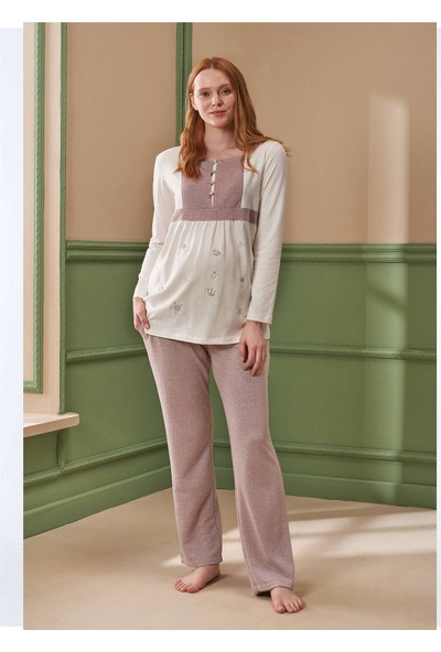 Feyza Pijama Feyza Mommy Queen Lohusa Pijama Takım