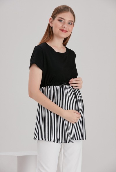 Trendy Endam Hamile Şifon Konbinli Bluz Trendy Endam Hamile Şifon Konbinli Bluz