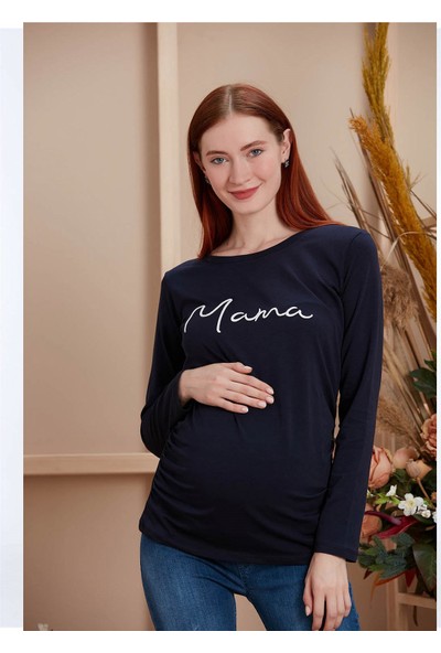 Görsin Hamile Görsin Nakış Detaylı Hamile Tişhört