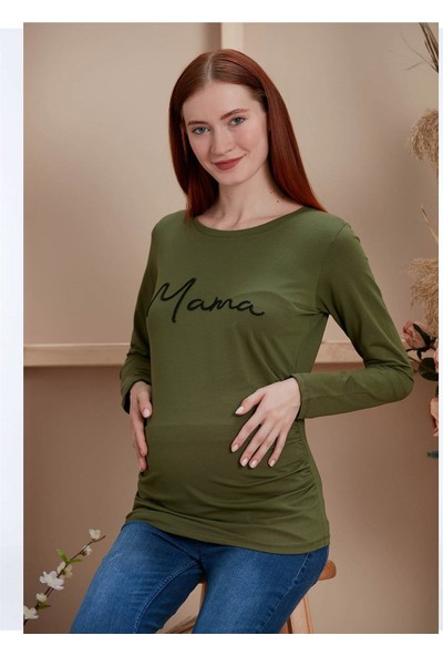 Görsin Hamile Görsin Nakış Detaylı Hamile Tişhört