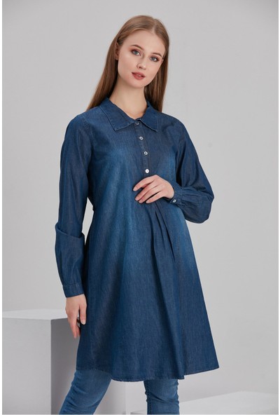 Görsin Hamile Kot Gömlek Tunik