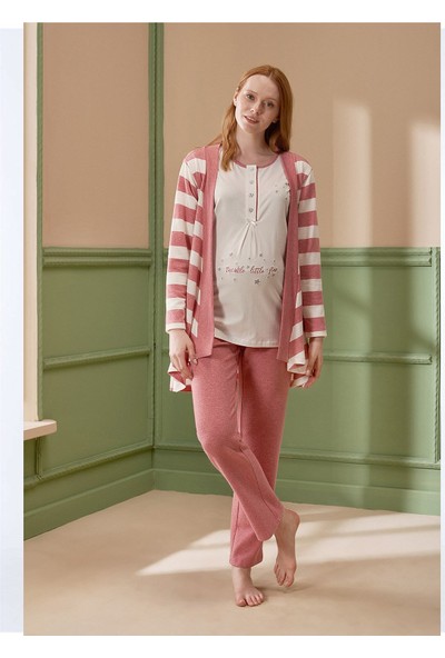 Feyza Pijama Feyza Lohusa 3'lü Emzirme Pijama Takımı