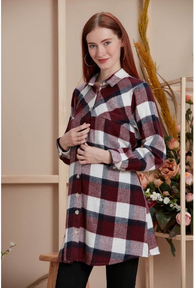 Görsin Hamile Görsin Hamile Ekose Gömlek Tunik Gömlek