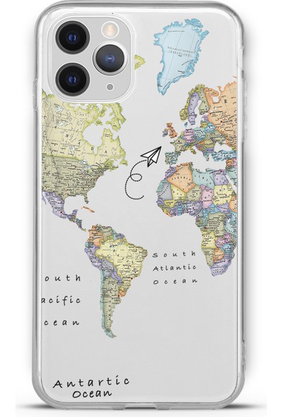 Mupity Renkli Harita iPhone 11 Pro Max Şeffaf Telefon Kılıfı Mupity Renkli Harita iPhone 11 Pro Max Şeffaf Telefon Kılıfı