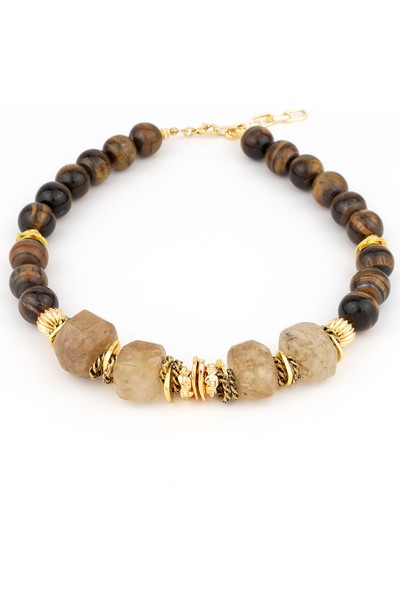 Uslada Bijoux House Sitrin Kaplan Gözü Doğal Taş Kolye