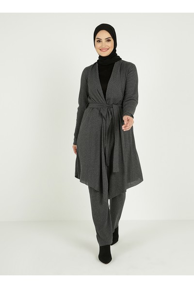 Tavin Doğal Esnek Kumaş Beli Lastikli Pantolon - Antrasit - Tavin Tavin Doğal Esnek Kumaş Beli Lastikli Pantolon - Antrasit - Tavin