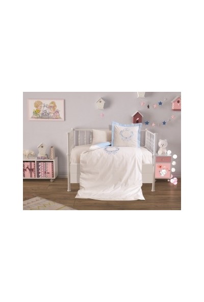 Çeyiz Bahçesi Özel Nakış Işlemeli Bebek Nevresim Takımı Blue