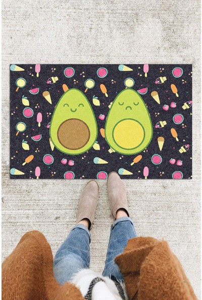 Buket Home Avakado Kapı Önü Paspası Dekoratif Kapı Paspası Dış Mekân Paspas Ev Içi Paspası 45X70CM