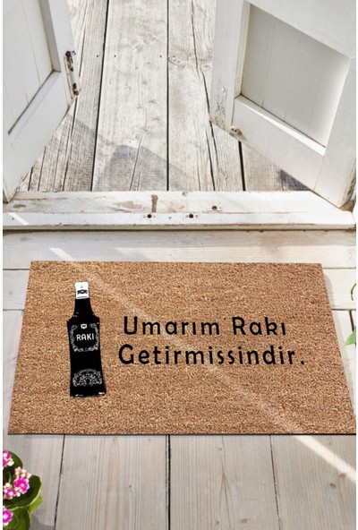 Buket Home Umarım Rakı Kapı Önü Paspası Dekoratif Kapı Paspası Dış Mekân Paspas Ev Içi Paspası 45X70CM