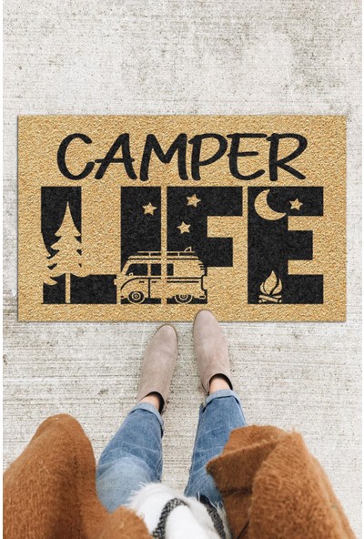 Buket Home Camper Life Kapı Önü Paspası Dekoratif Kapı Paspası Dış Mekân Paspas Ev Içi Paspası 45X70CM