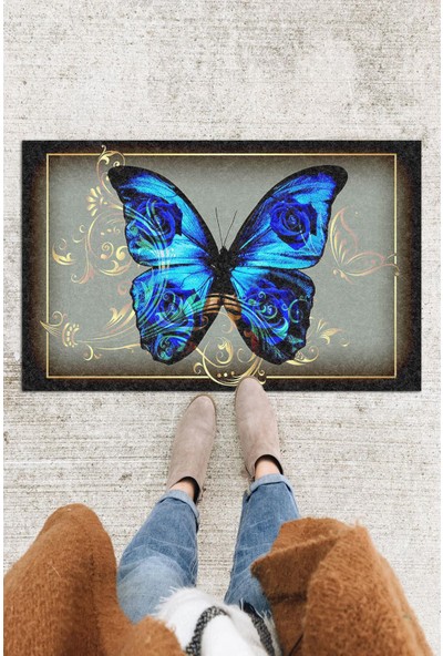Buket Home Mavi Kelebek Kapı Önü Paspası Dekoratif Kapı Paspası Dış Mekân Paspas Ev Içi Paspası 45X70CM Buket Home Mavi Kelebek Kapı Önü Paspası Dekoratif Kapı Paspası Dış Mekân Paspas Ev Içi Paspası 45X70CM