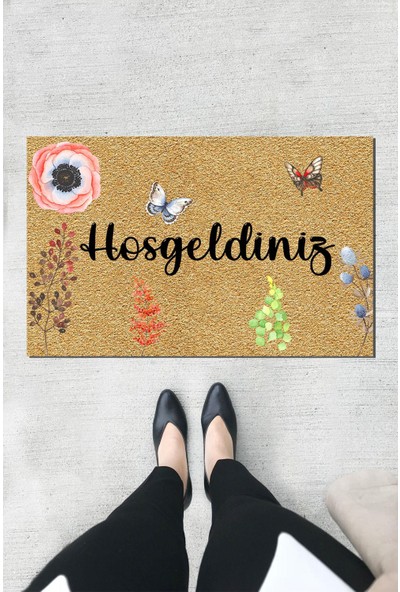 Buket Home Hoşgeldiniz Kapı Önü Paspası Dekoratif Kapı Paspası Dış Mekân Paspas Ev Içi Paspası 45X70CM
