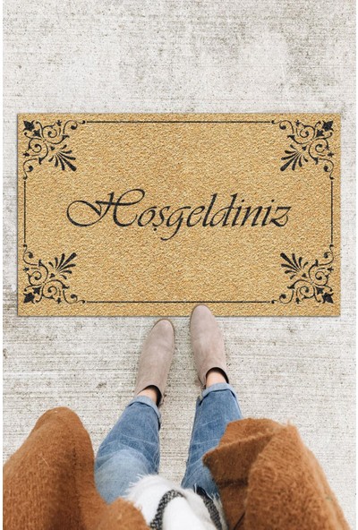 Buket Home Hoşgeldiniz Kapı Önü Paspası Dekoratif Kapı Paspası Dış Mekân Paspas Ev Içi Paspası 45X70CM