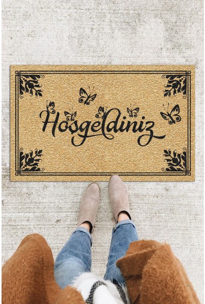 Buket Home Hoşgeldiniz Kapı Önü Paspası Dekoratif Kapı Paspası Dış Mekân Paspas Ev Içi Paspası 45X70CM