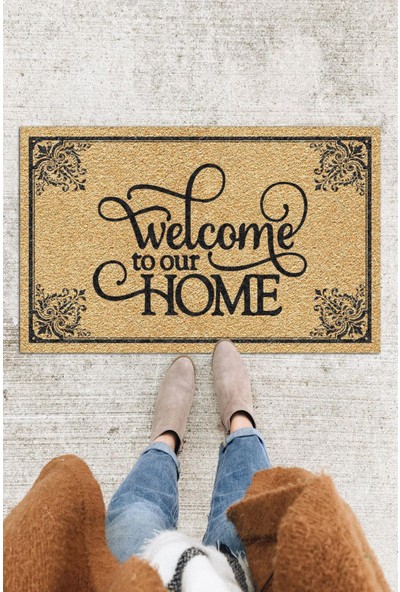 Buket Home Welcome Home Kapı Önü Paspası Dekoratif Kapı Paspası Dış Mekân Paspas Ev Içi Paspası 45X70CM