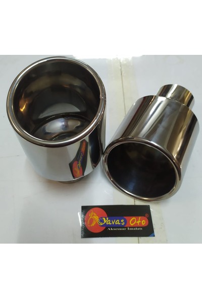Yavaş Oto YO379-60X100MM Paslanmaz Yuvarlak Yan Kesik Boş Kısa Eksoz Ucu