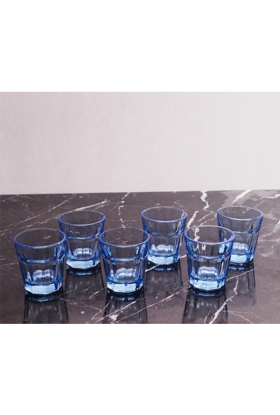 Yzhome 6'lı Şeffaf Mavi Cam Mini Boy Kahve Yanı Bardağı