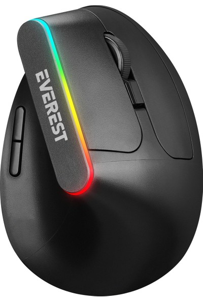 Everest SMW-618 Rgb Işıklı Ergonomik Dikey Tutuşlu Vertical Siyah Kablosuz Mouse Everest SMW-618 Rgb Işıklı Ergonomik Dikey Tutuşlu Vertical Siyah Kablosuz Mouse
